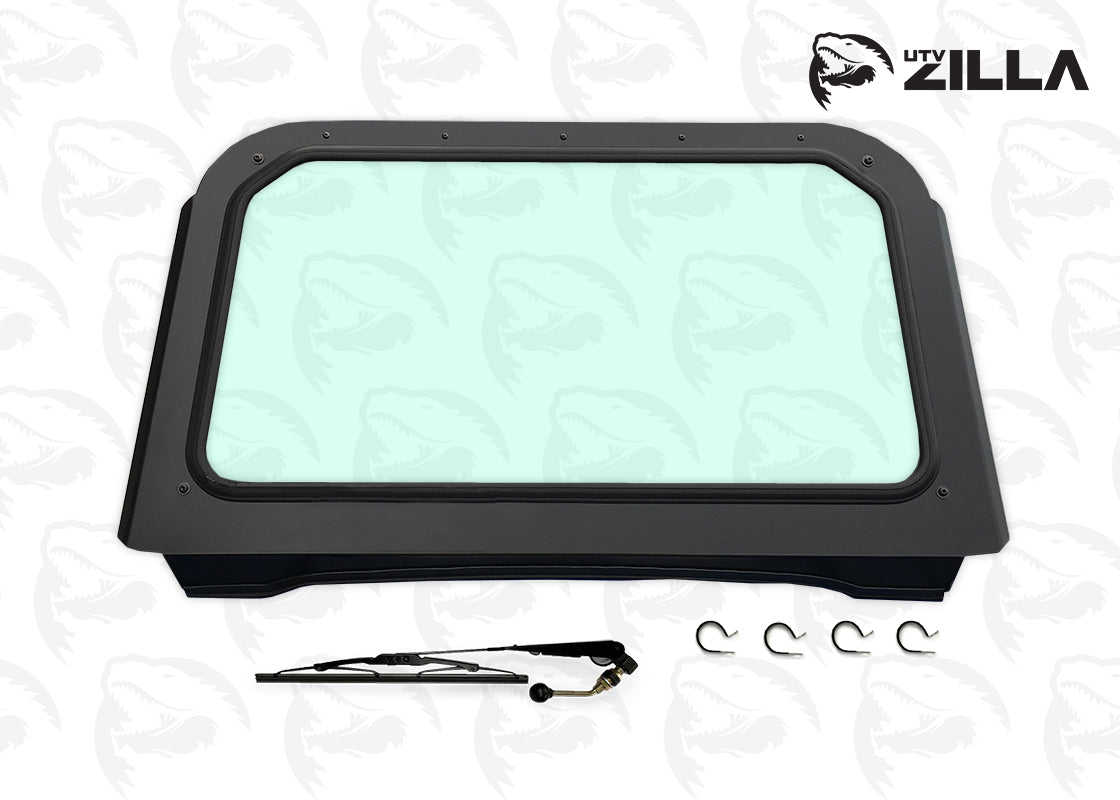 Black RZR 570, 800, XP900 Full Glass Windshield with Wiper – SXS Connection